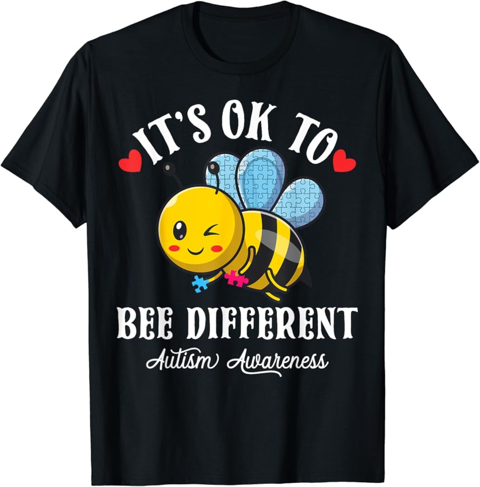 Gildan Autism Awareness Bee It's Ok to Be Different Autistic Bees T ...