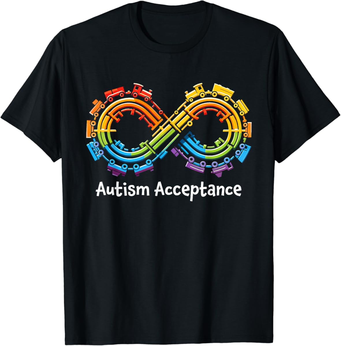 Gildan Autism Infinity Acceptance Train Autism Awareness Rainbow T ...