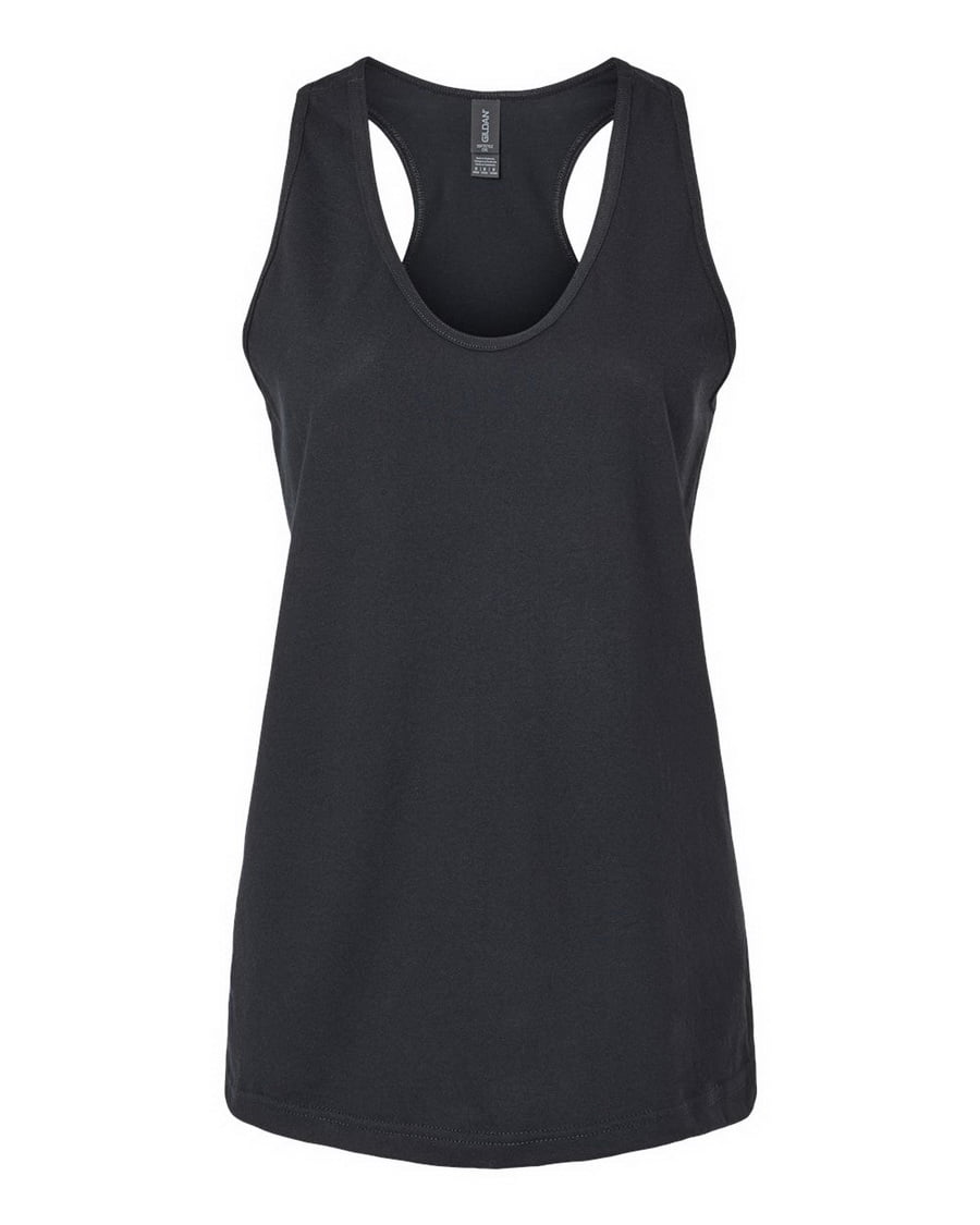 Gildan B02160506 Women Softstyle CVC Racerback Tank Top, Pitch Black ...