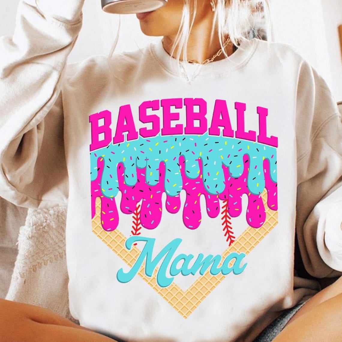 Gildan Baseball Mama Drip Shirt, Ice Cream Baseball Mom Tee, Respect ...