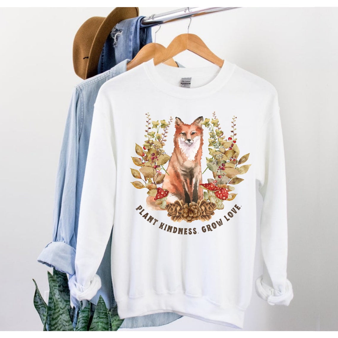 Gildan Be Kind Forest Fox Tee, Cute Cottagecore-Inspired Fox Design ...