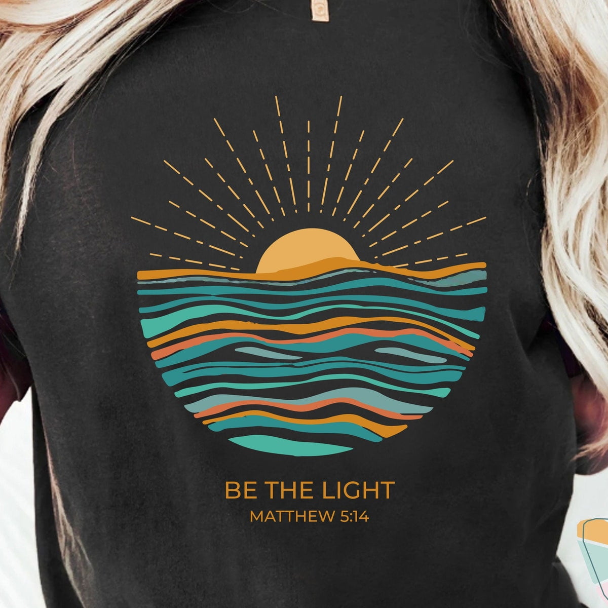 Gildan Be The Light Matthew 5:14 Tee, Retro Sunburst Christian Shirt ...