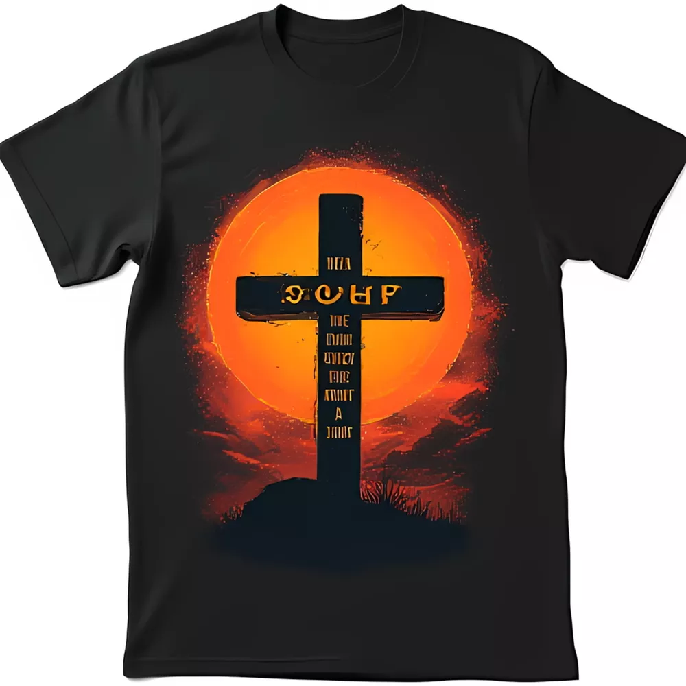 Gildan Black T-Shirt with Vibrant Sunset Design & Inspiring Text ...