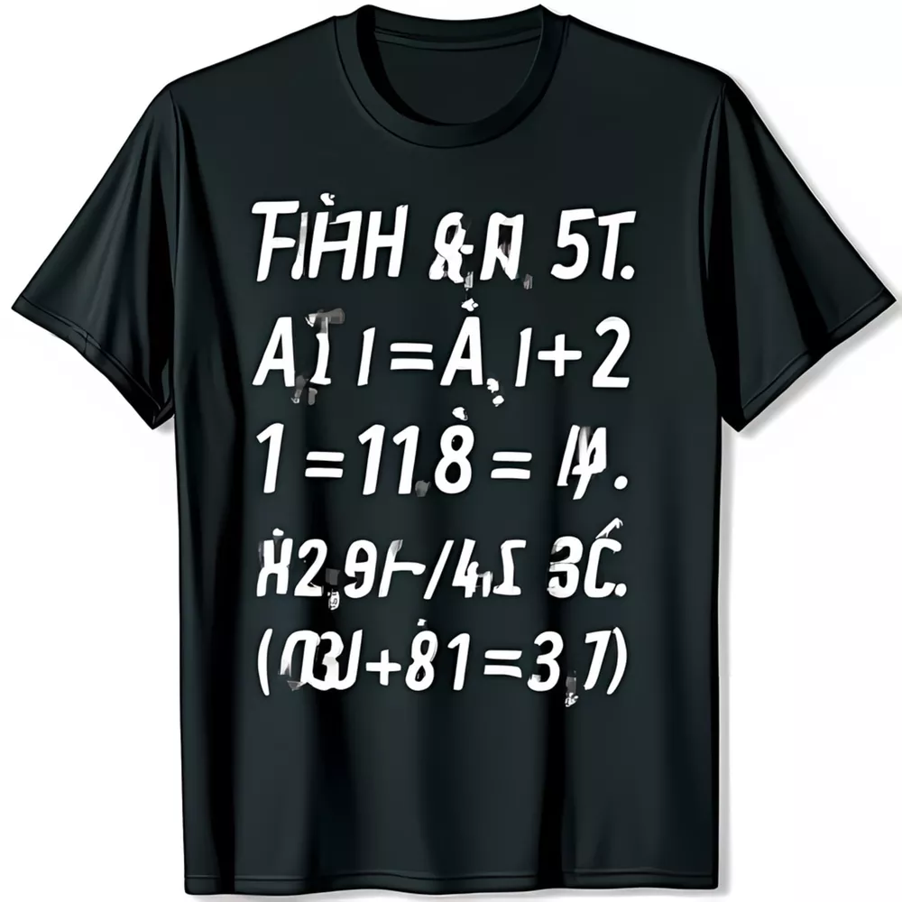 Gildan Bold Black T-Shirt with Graffiti Inspired Equations & Numbers ...