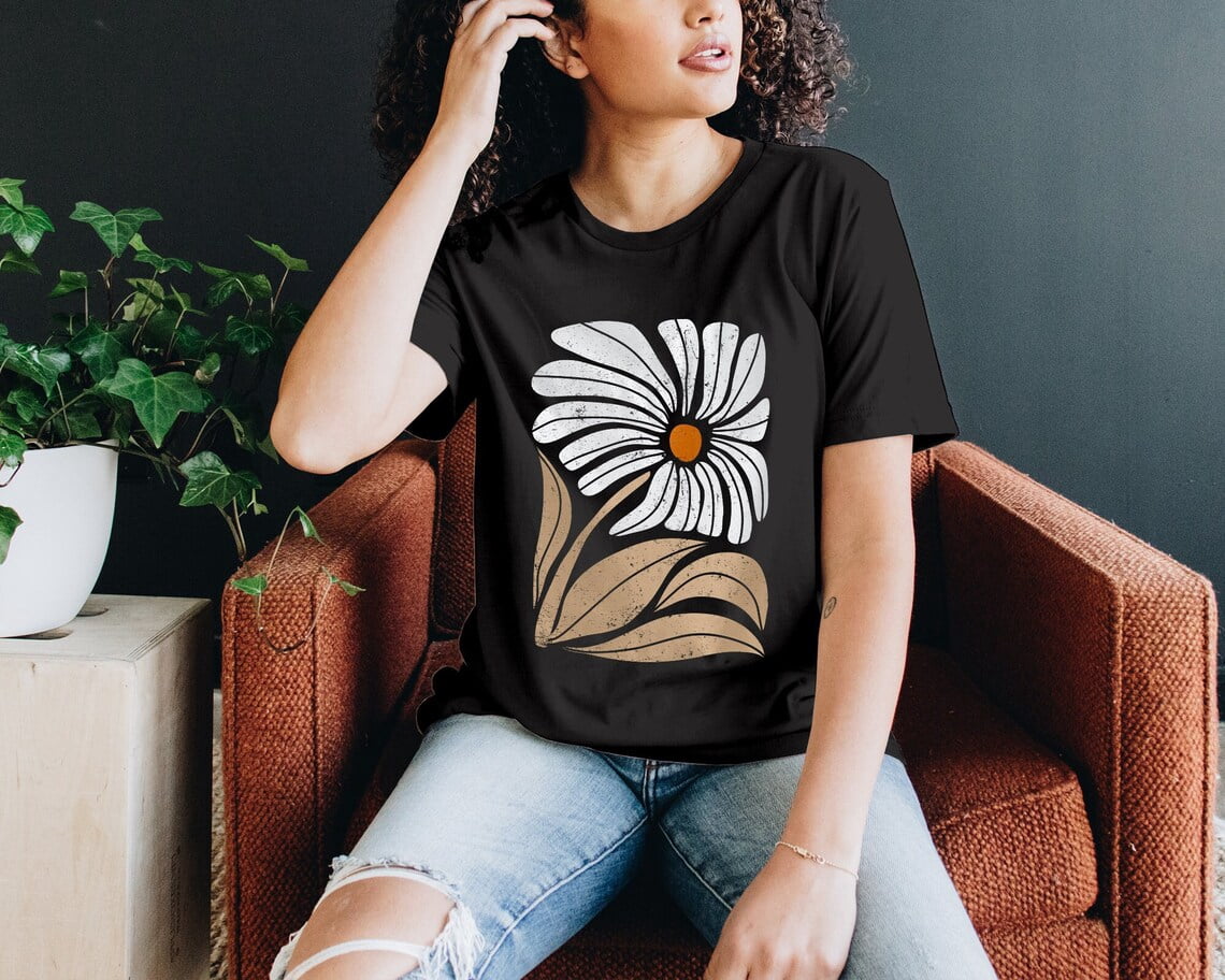 Gildan Botanical Wildflower Boho Shirt With Vintage Garden Aesthetic ...