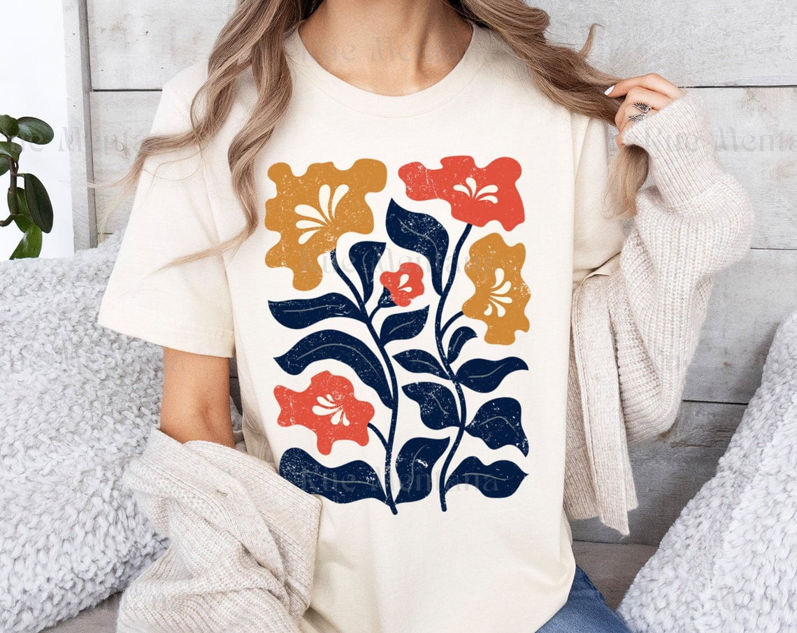 Gildan Botanical Wildflower Shirt With Boho Art Nouveau Design For ...