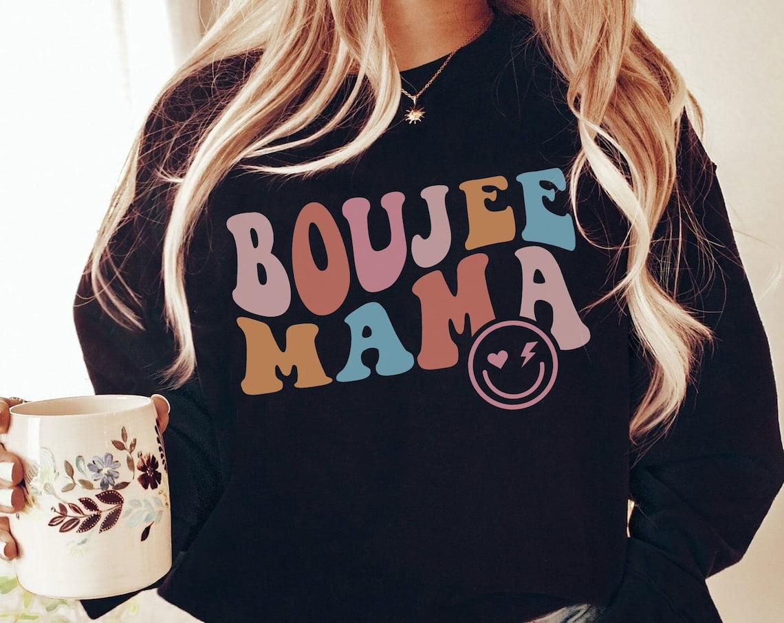 Gildan Boujee Mama Shirt, Groovy Cool Moms Club Funny Mom Life Tee ...