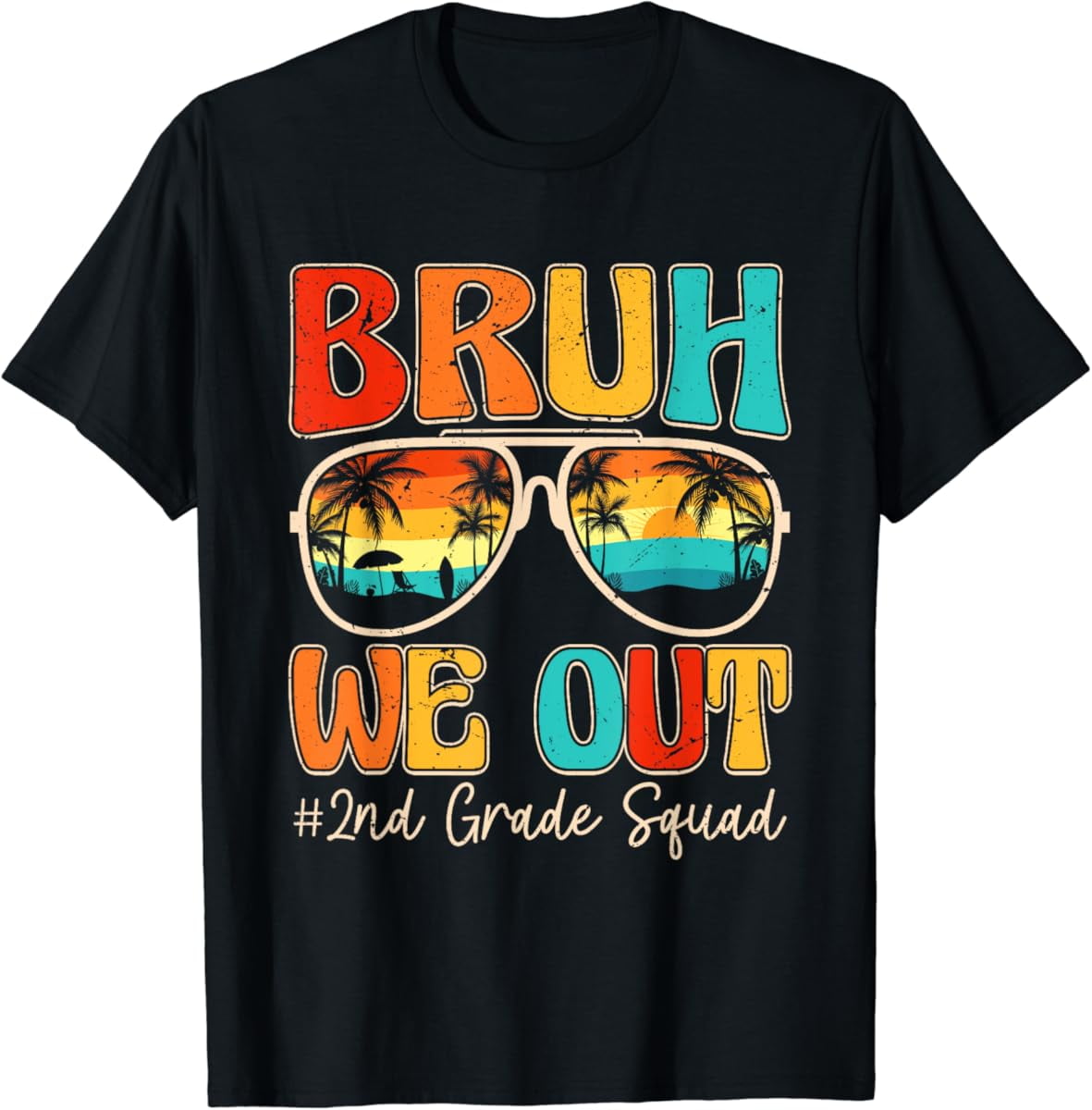 Gildan Bruh We Out 2nd Second Grade Squad Retro Last Day Of School T-Shirt Gift for Men Women ...
