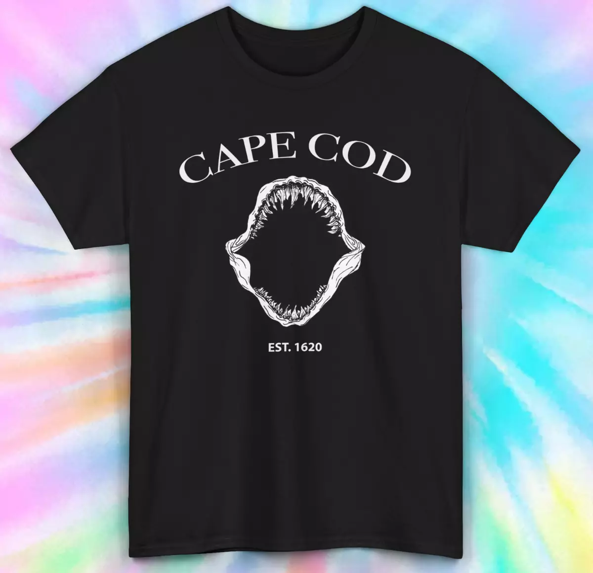 Gildan Cape Cod Shark Jaw Tee Est. 1620 Beach Vacation Shirt Unisex Tee ...