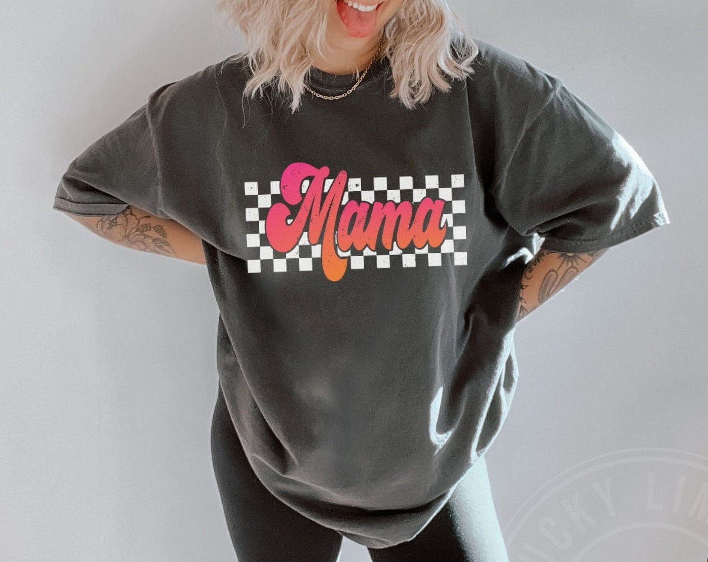 Gildan Checkered Mama, Trendy Retro Mom Life Tee, Stylish and Fun ...