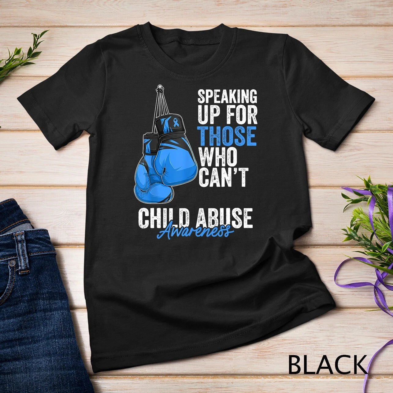 Gildan Child Abuse Prevention Awareness Boxing Gloves Blue Ribbon ...
