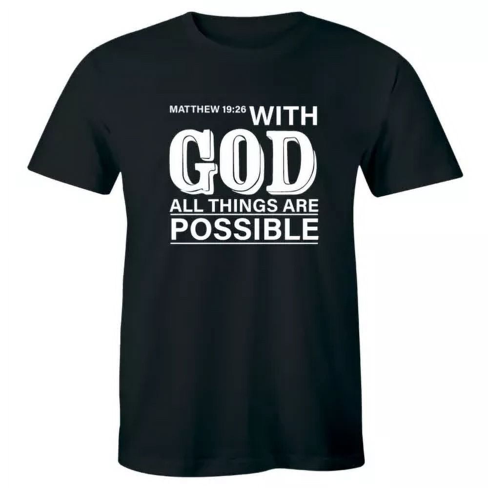 Gildan Christian T-shirt Matthew 19:26 All Possible Bible Verse Faith ...