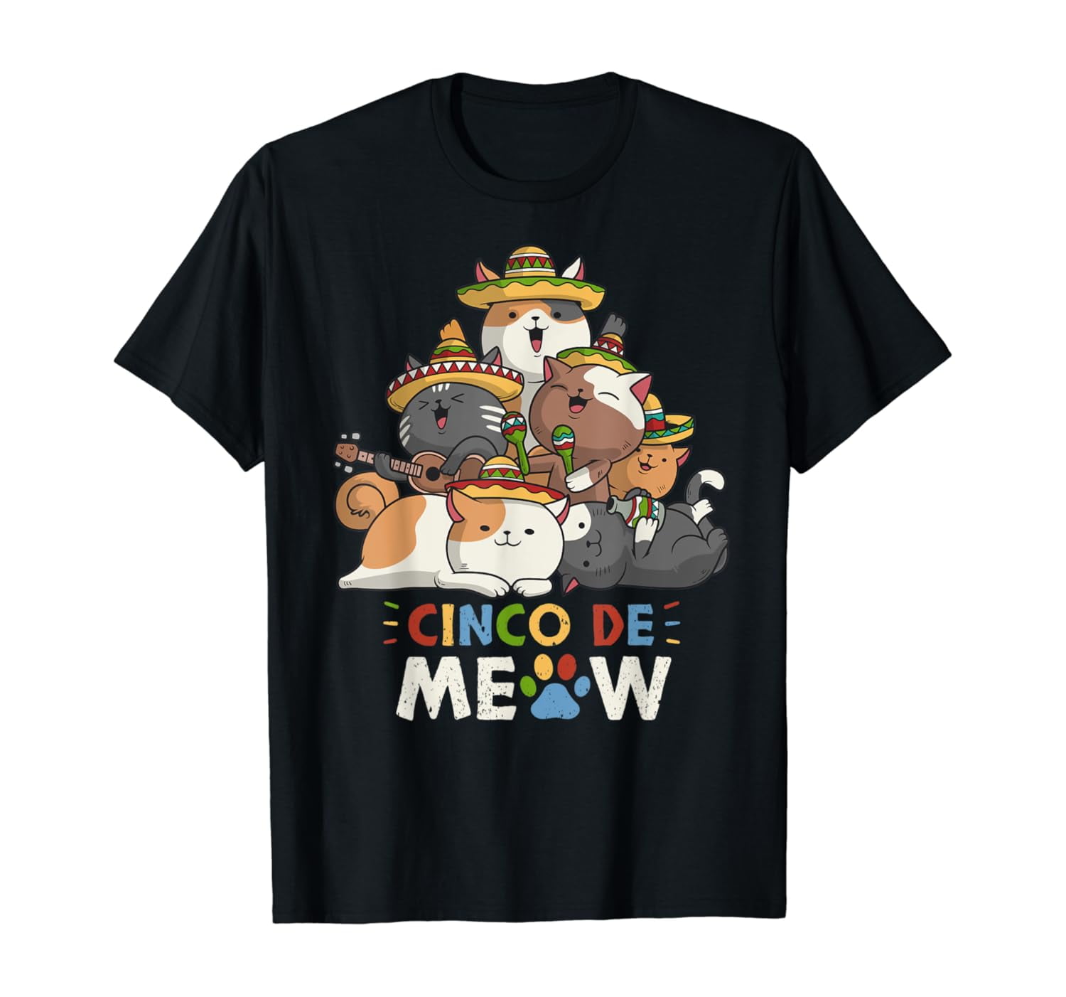 Gildan Cinco De Meow Mariachi Cat Lovers Cinco De Mayo T-Shirt ...