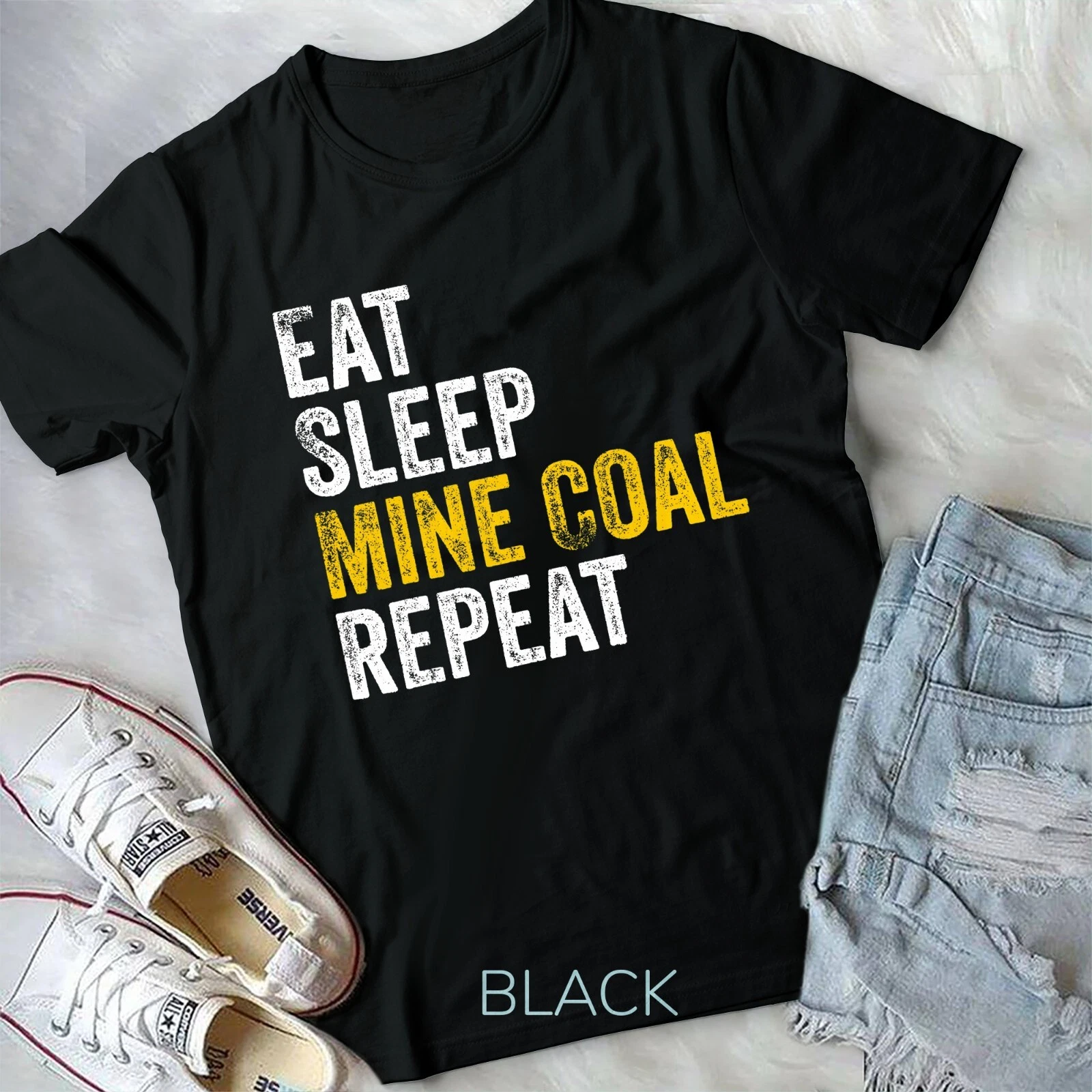 Gildan Coal Miner Gifts Eat Sleep Mine Coal Repeat Coal Mining Unisex T ...