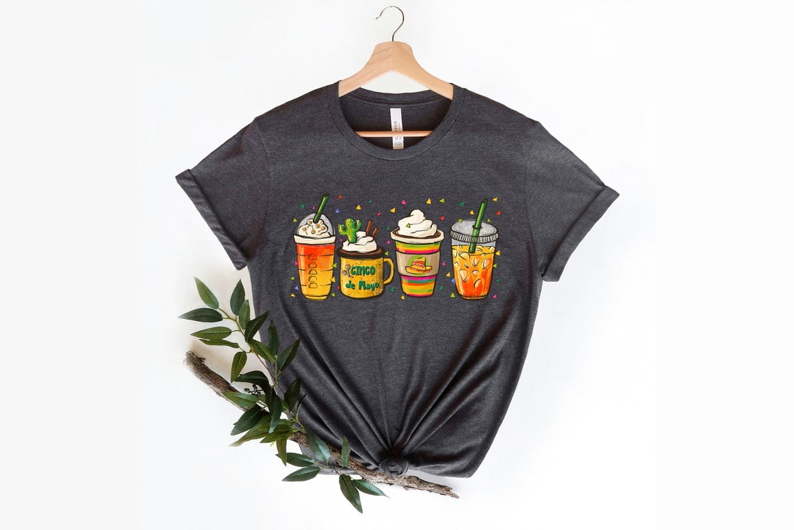 Gildan Coffee And Fiesta Tee, Iced Coffee Lover Shirt With Mexican ...