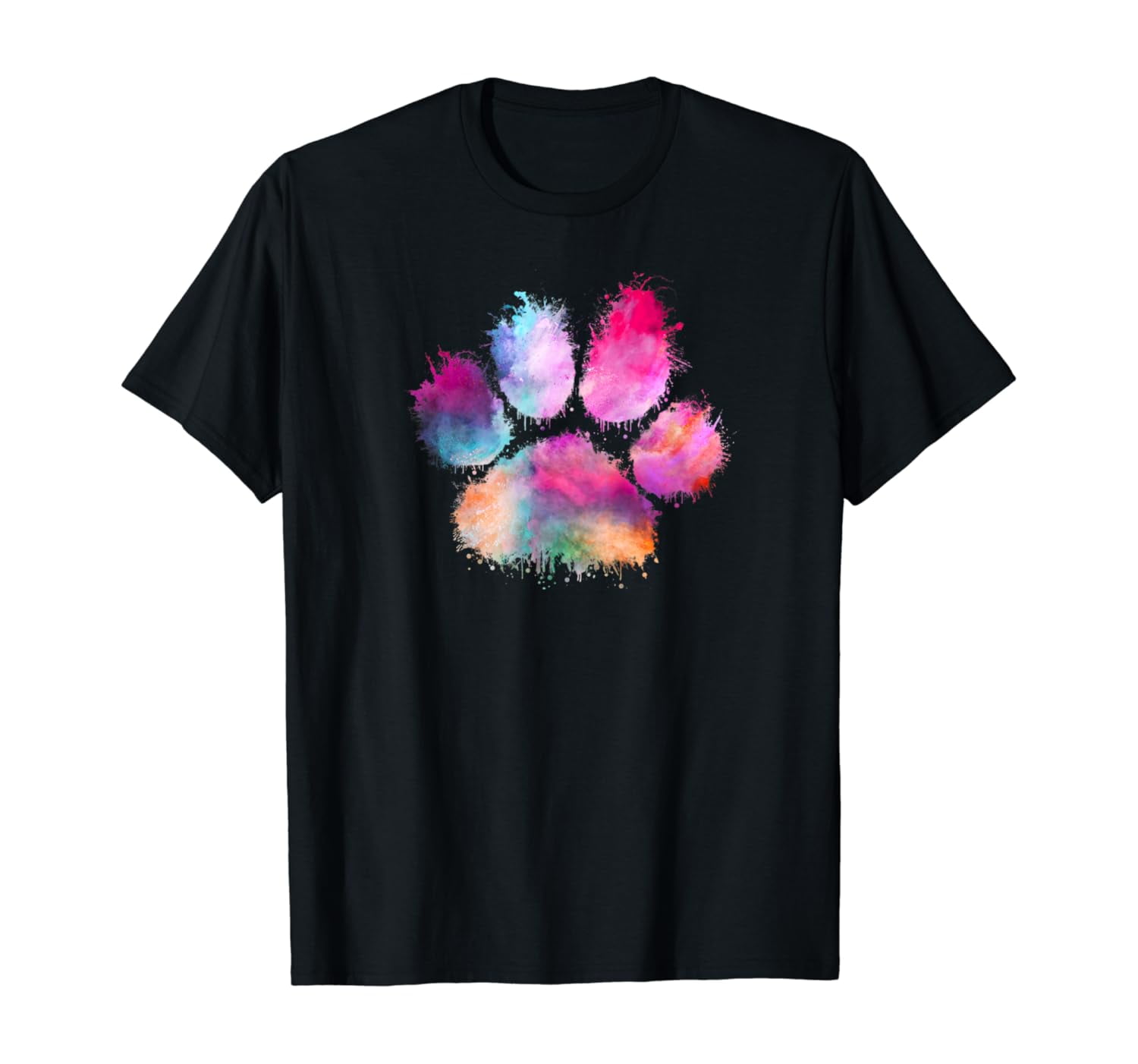 Gildan Colorful Dog Paw Print Pink Blue Splash Pet Month Cat Gift T ...