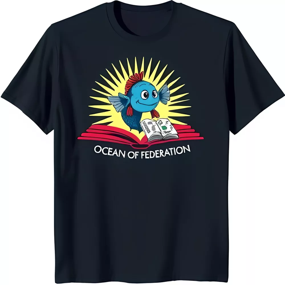 Gildan Colorful Fish Reading Book Graphic T-Shirt Ocean of Federation Design - Walmart.com