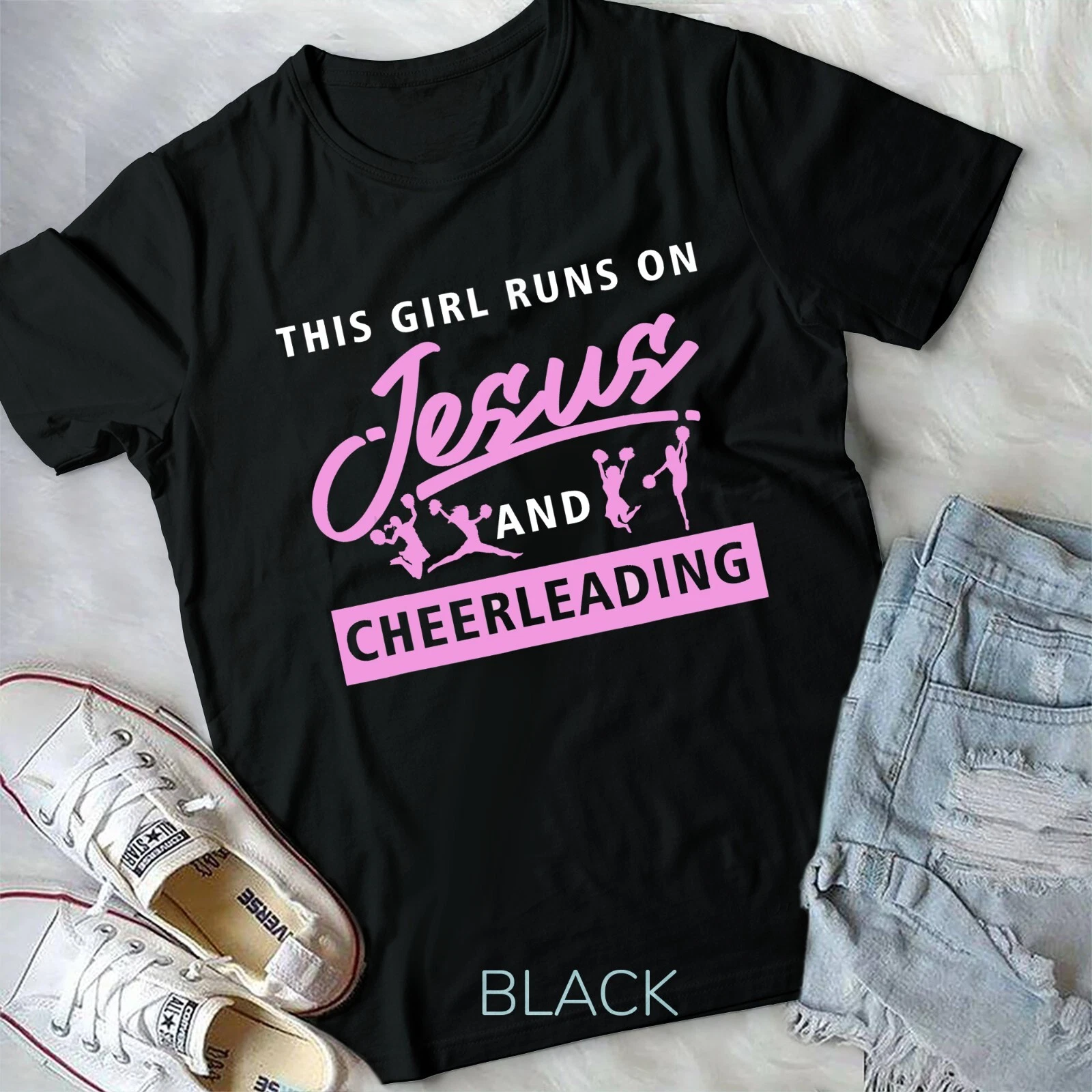 Gildan Cool Cheerleader Art For Women Girl Cheerleading Jesus Cheer ...