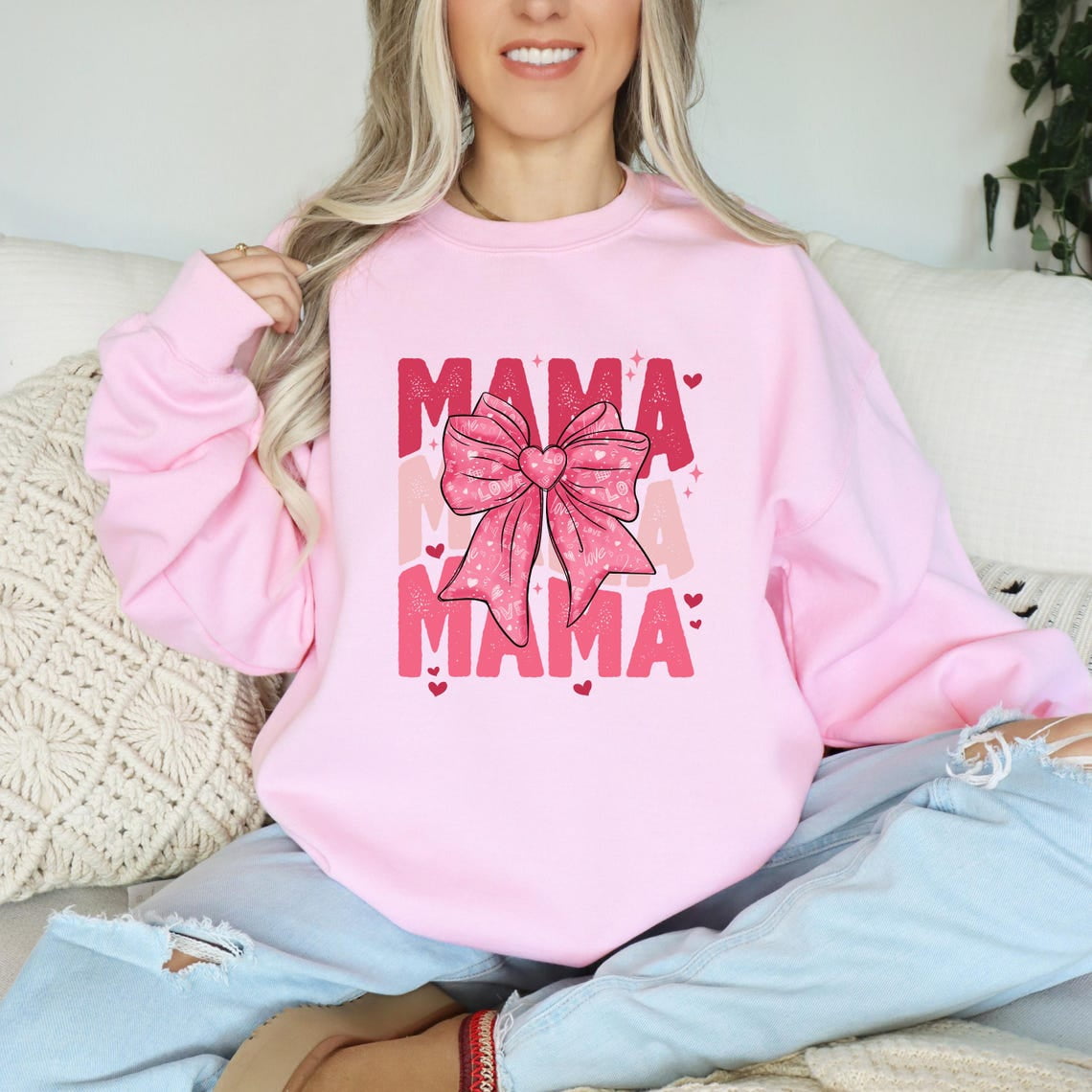 Gildan Coquette Bow Mama Tee, Lovely Heart-Themed Design For Women With ...