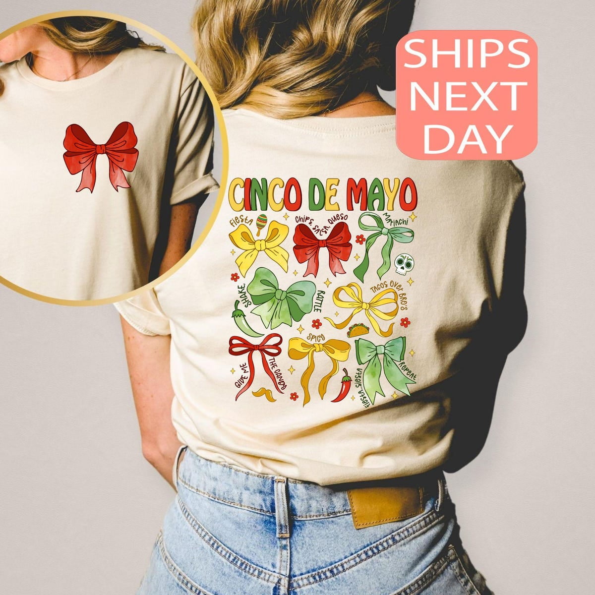 Gildan Coquette Bow Mexico Tee, Fun Margarita Design With Party Theme ...