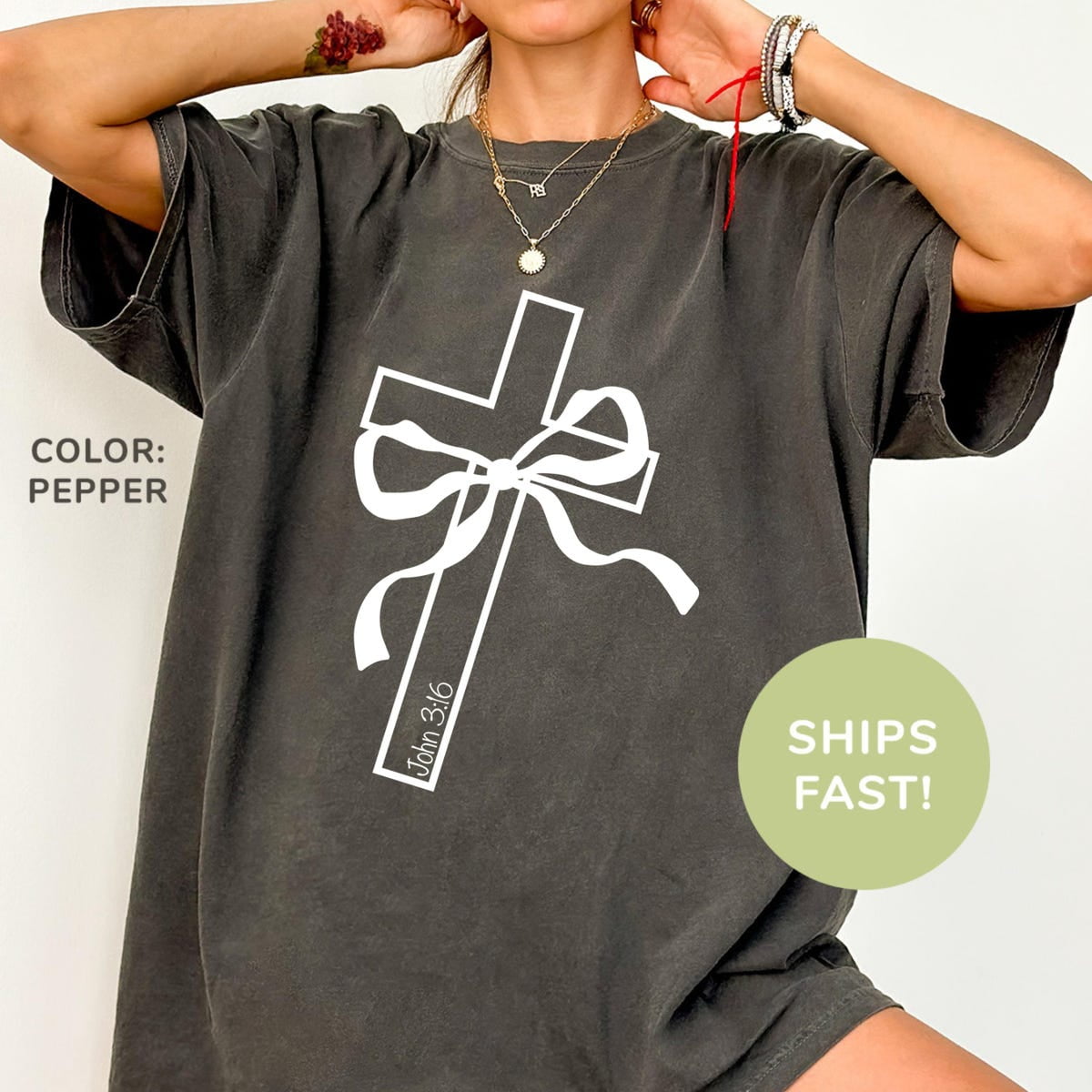 Gildan Coquette Cross Bible Verse Tee, Soft Pastel Faith Design For ...