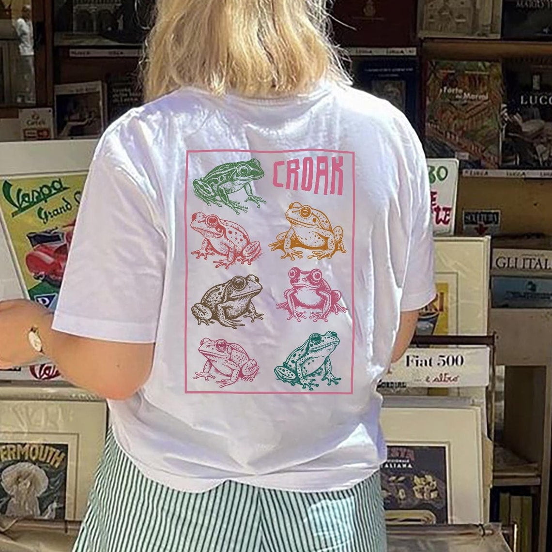 Gildan Croak Frog Graphic Tee, Vintage Amphibian Illustration With Fun ...