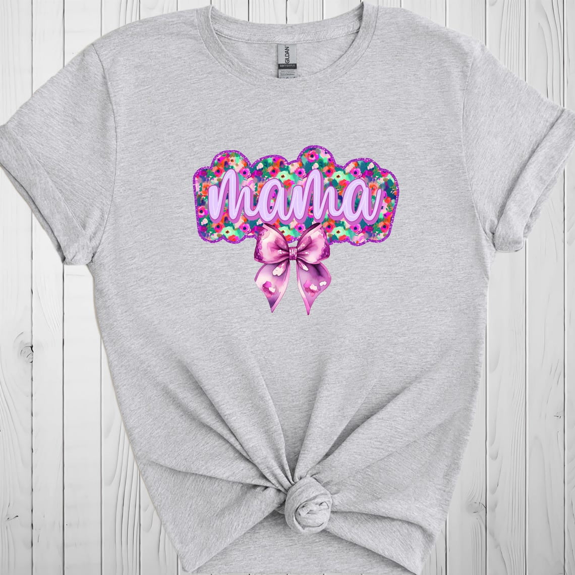 Gildan Cute Floral Bow Mama Tee, Playful And Pretty Design For Moms Who ...