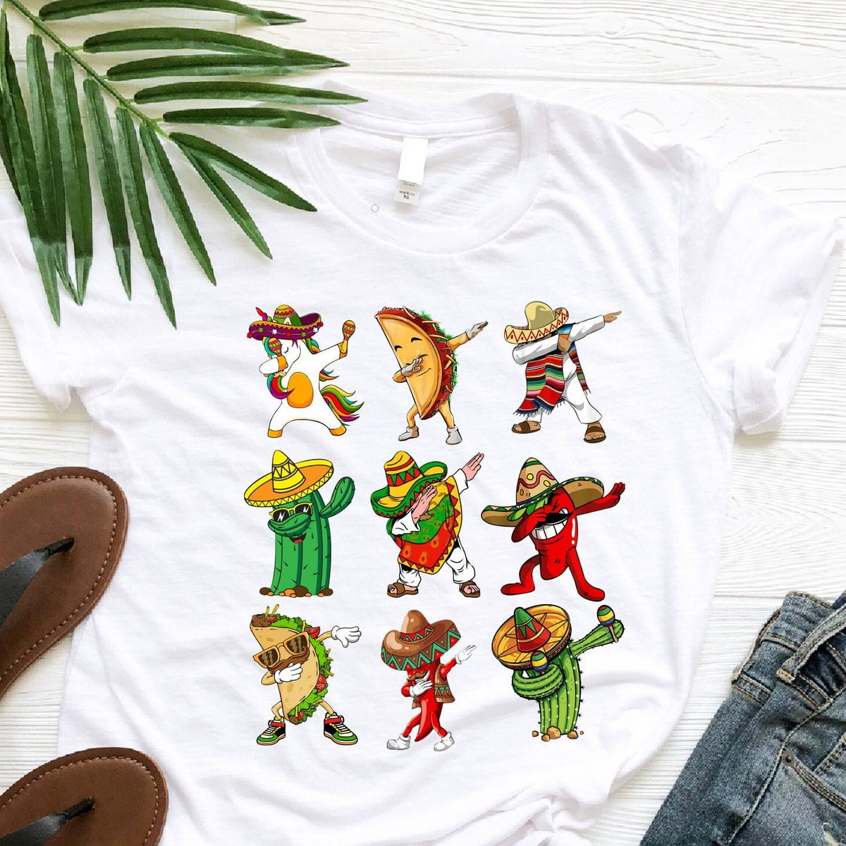 Gildan Dabbing Fiesta Girl Tee, Fun Taco And Sombrero Graphic For Young ...