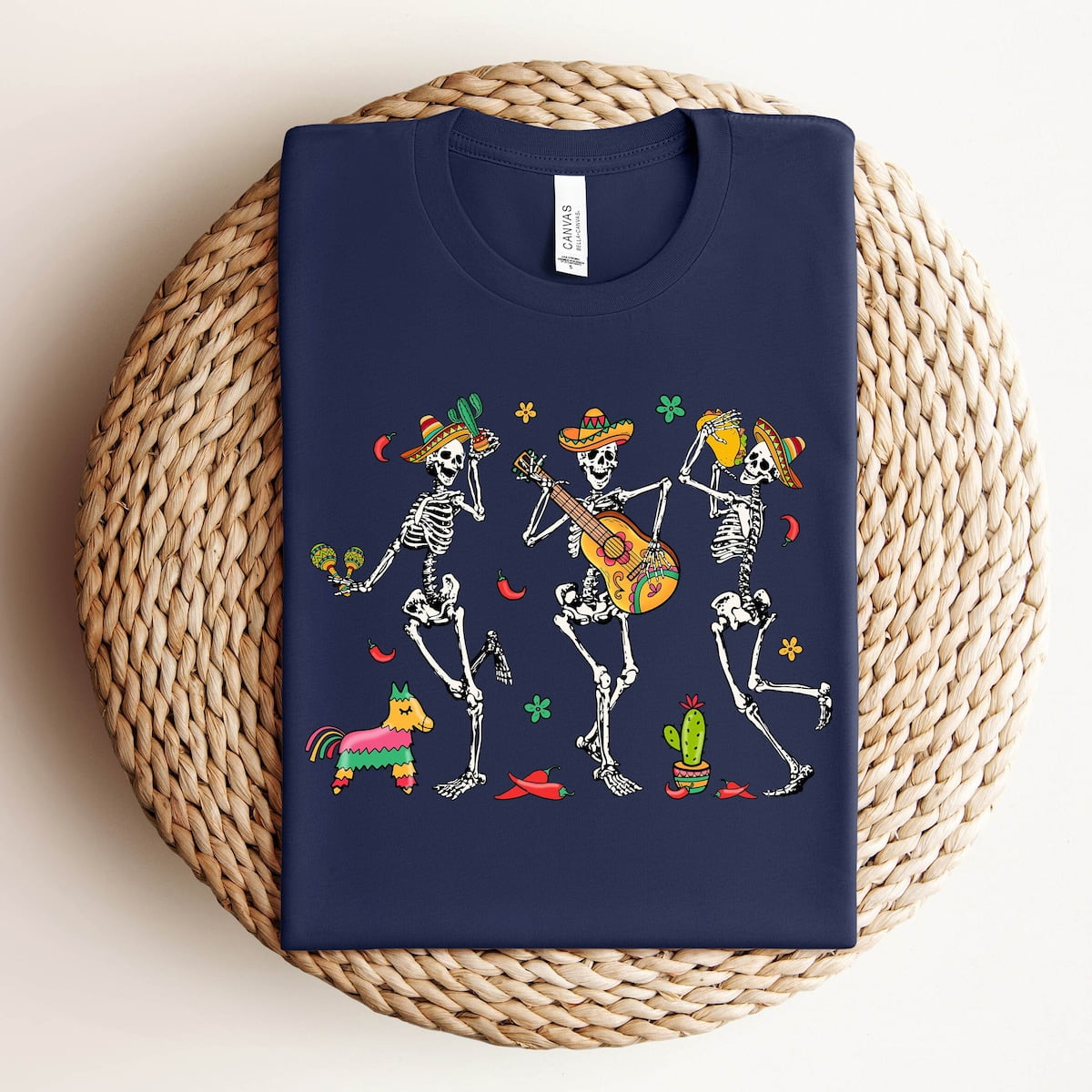 Gildan Dabbing Skeleton Taco Tee, Funny Mexican Party Theme With Bold ...