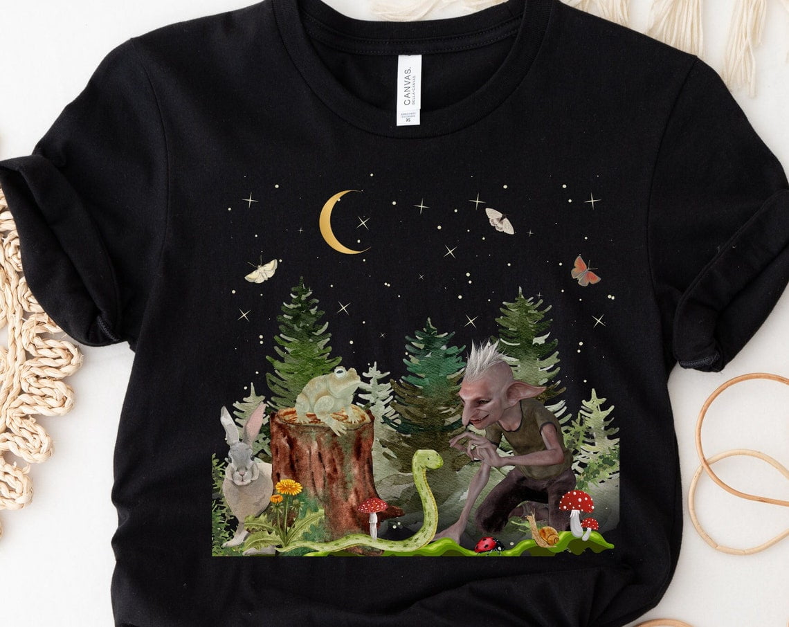 Gildan Dark Botanical Forestcore Shirt With Frog And Mushroom Art ...