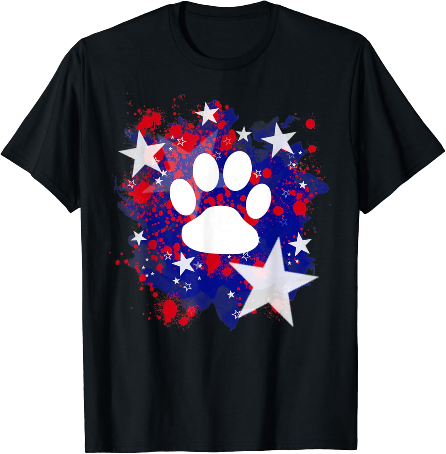 Gildan Dog Paw Print 4th July Red White Blue Patriotic Stars USA T ...
