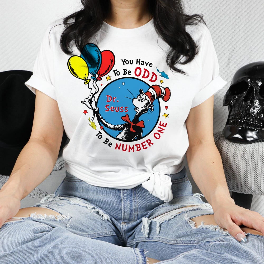 Gildan Dr. Seuss Inspired T-shirt T-shirt, You Have to Be Odd to Be Number One, Cat in the Hat ...