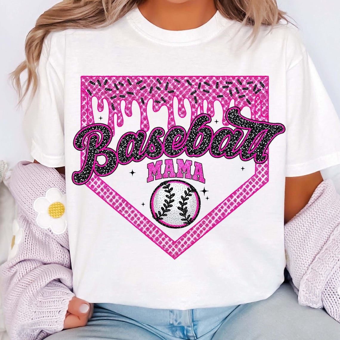 Gildan Drip Baseball Mama Shirt, Fun Graphic with Ice Cream Style ...
