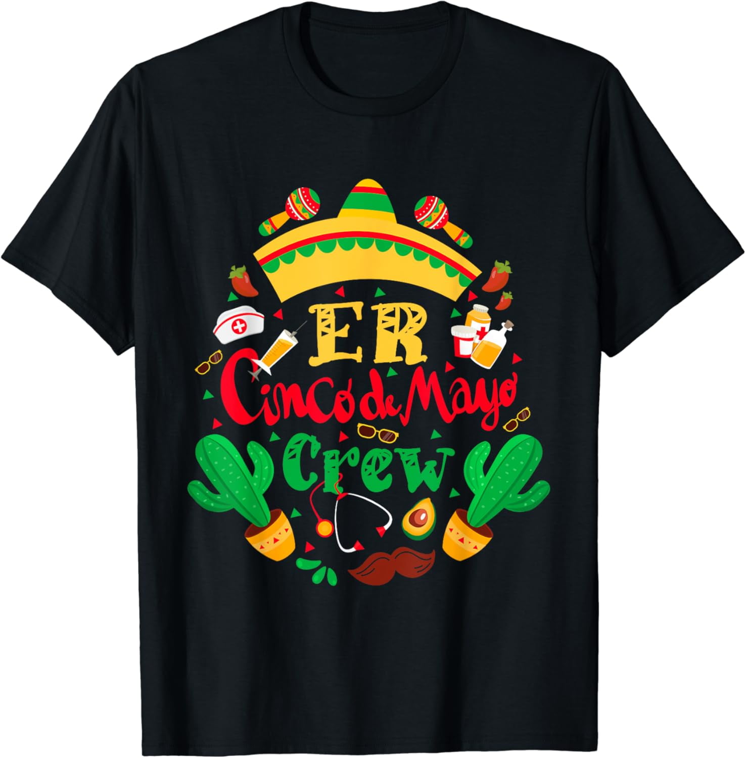 Gildan ER Cinco De Mayo Nurse Crew Emergency Room Mexican Fiesta T ...