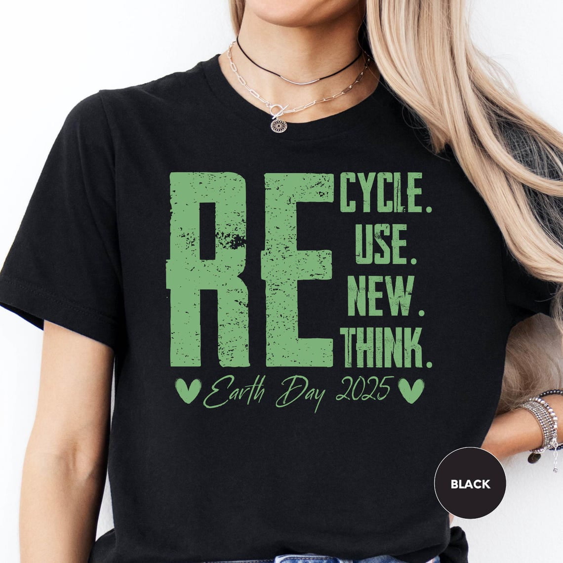 Gildan Earth Action Graphic Tee, Recycle Rethink Renew Message With ...
