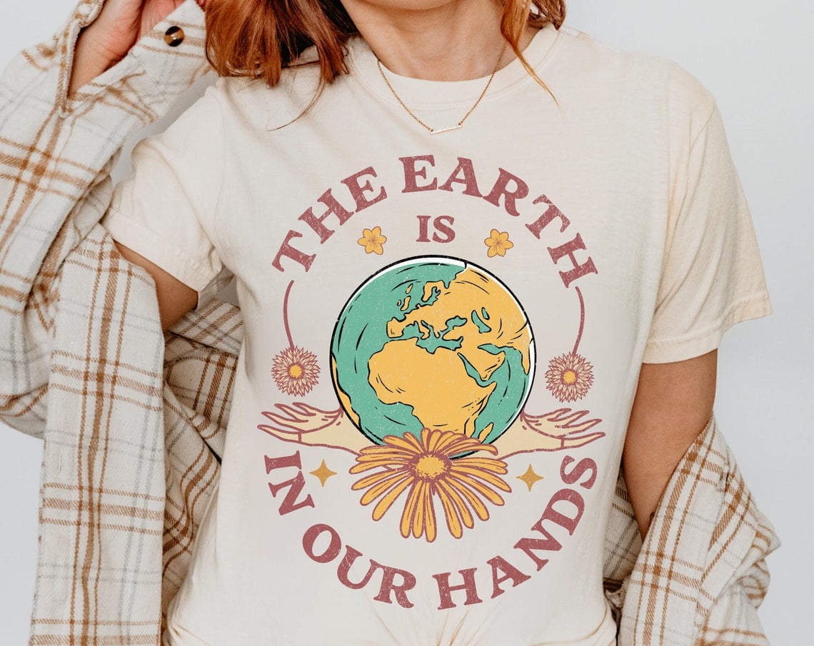 Gildan Earth In Our Hands Shirt With Green Living Message, Nature ...