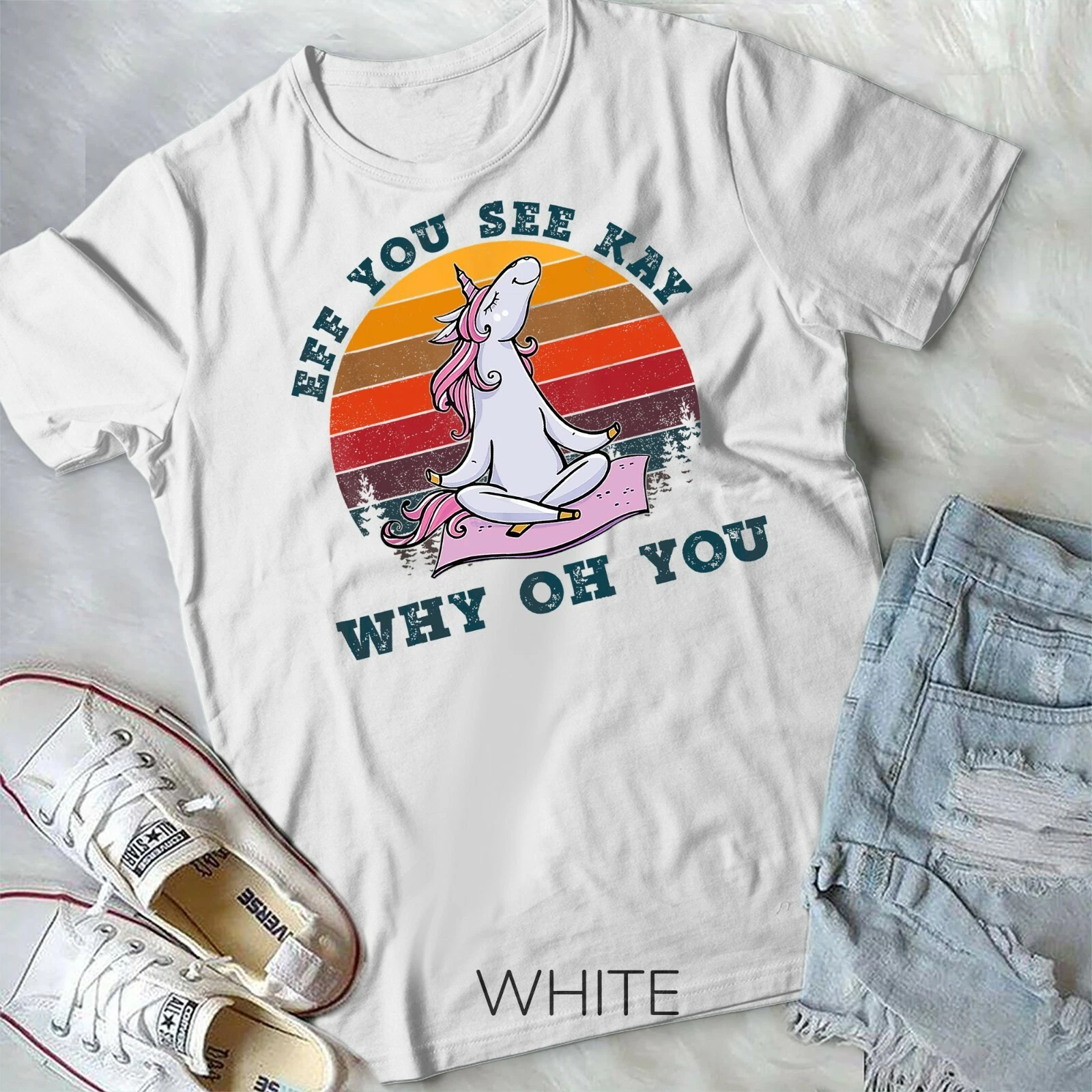 Gildan Eff You See Kay Why Oh You Unicorn Retro Vintage Unisex Form T ...
