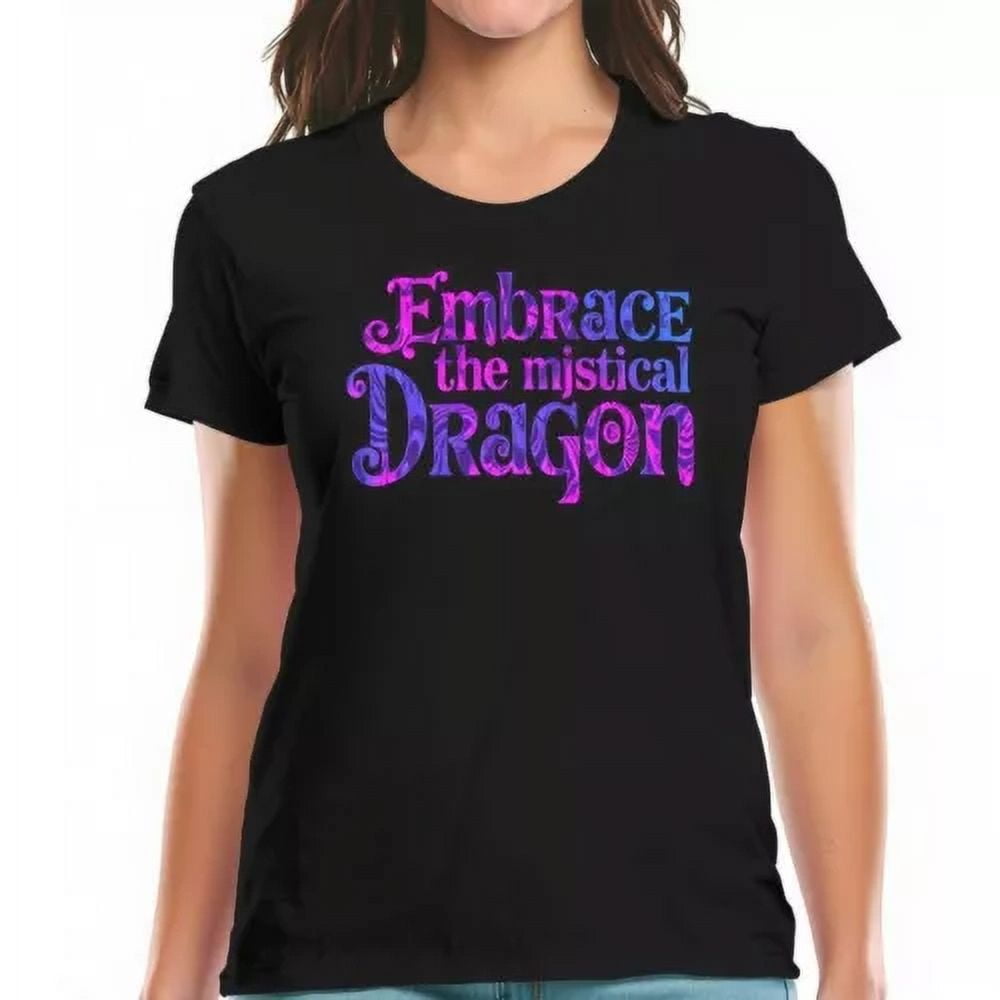 Gildan Embrace the Mystical Dragon Women's Fitted T-Shirt Stylin ...