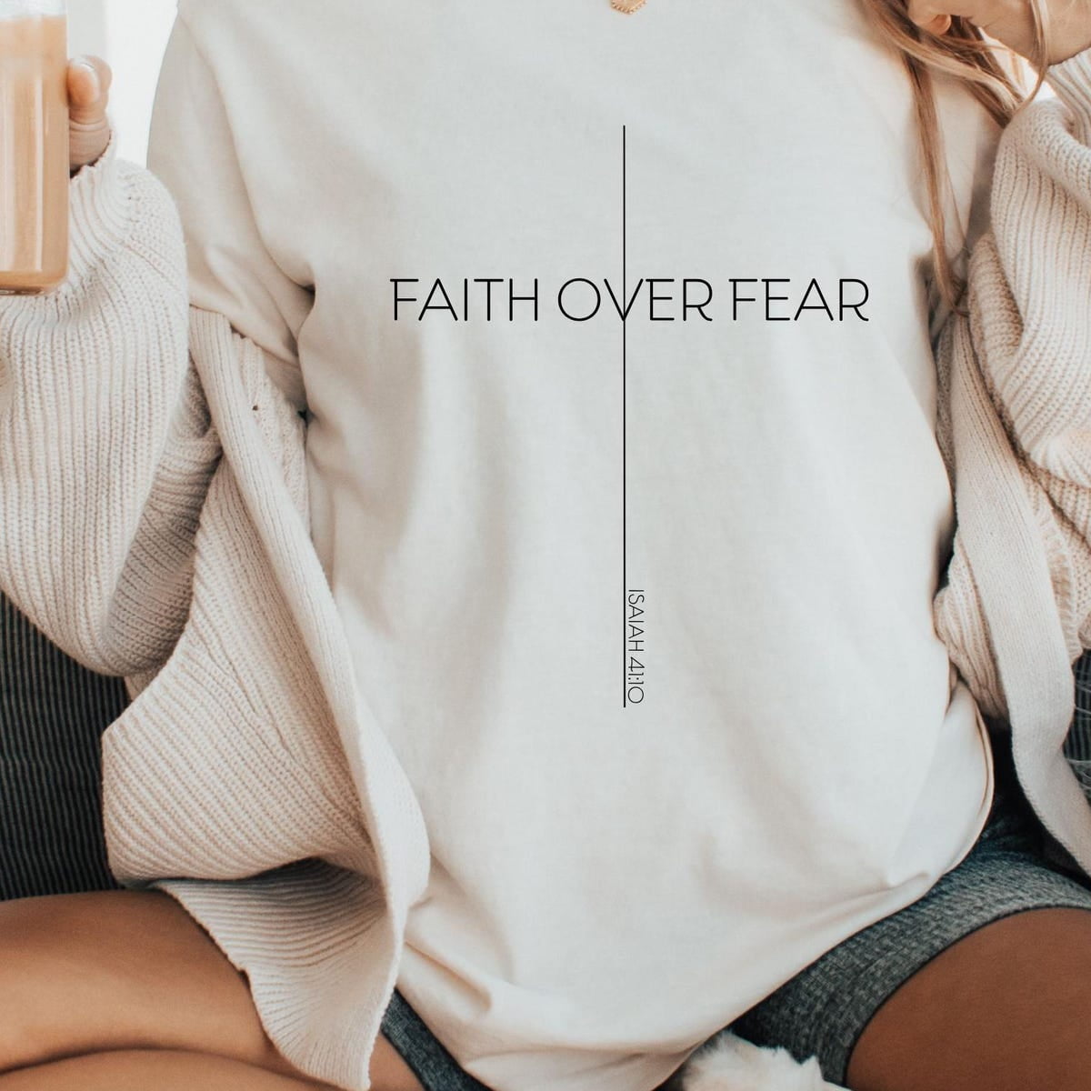 Gildan Faith Over Fear Graphic With Bold Lettering And God Is Greater ...
