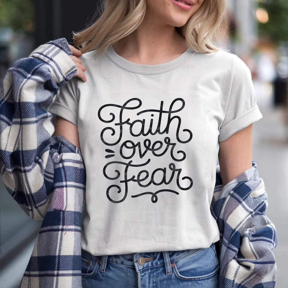 Gildan Faith Over Fear Jesus Shirt, Inspirational Christian Tee With ...