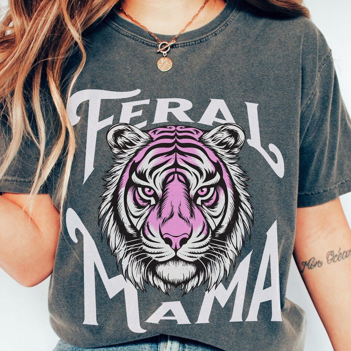 Gildan Feral Mama Tiger Graphic Tee, Wild and Stylish Design for Women ...