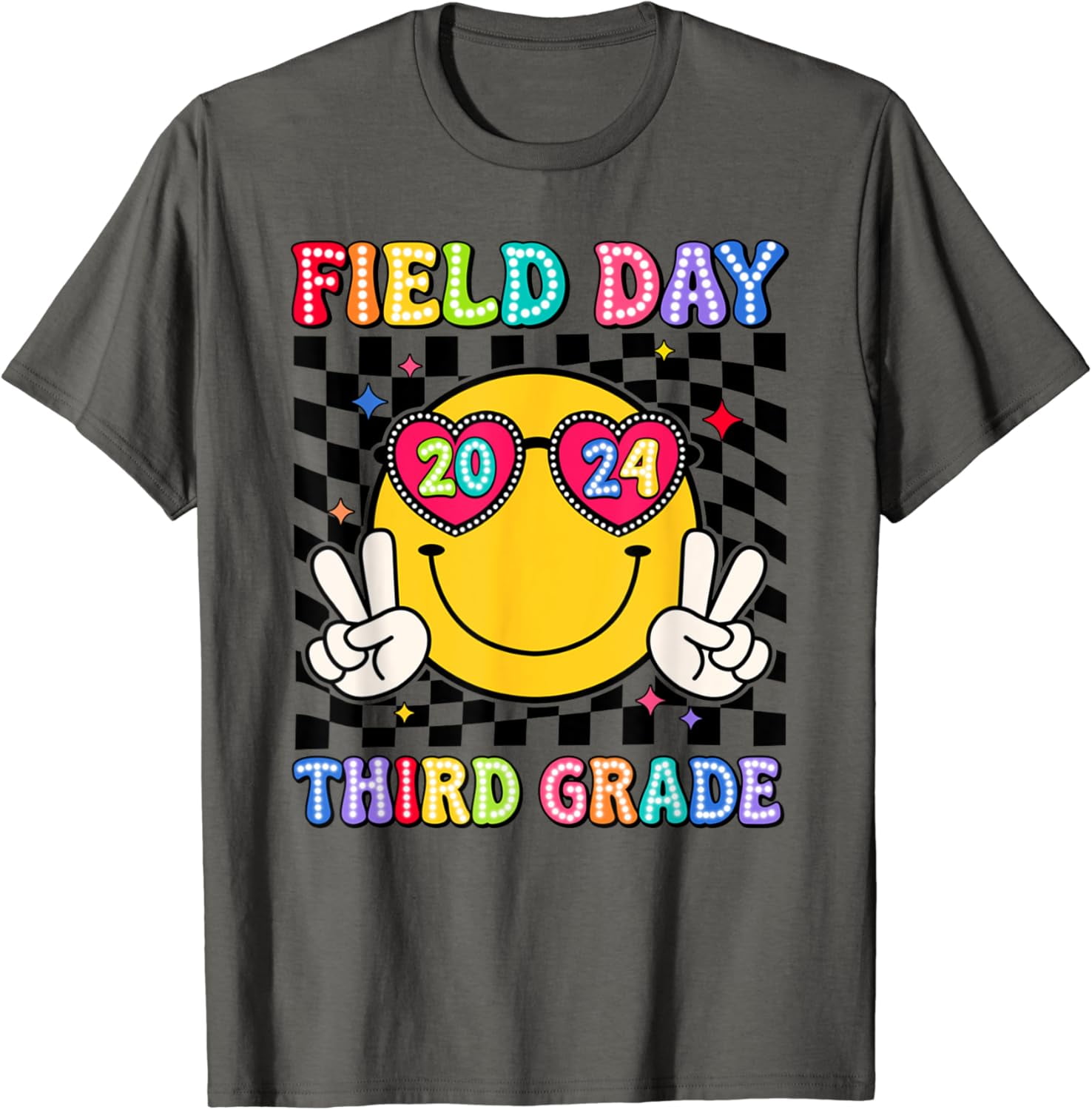 Gildan Field Day 2024 3rd Grade Smile Face Teacher Field Trip T-Shirt ...