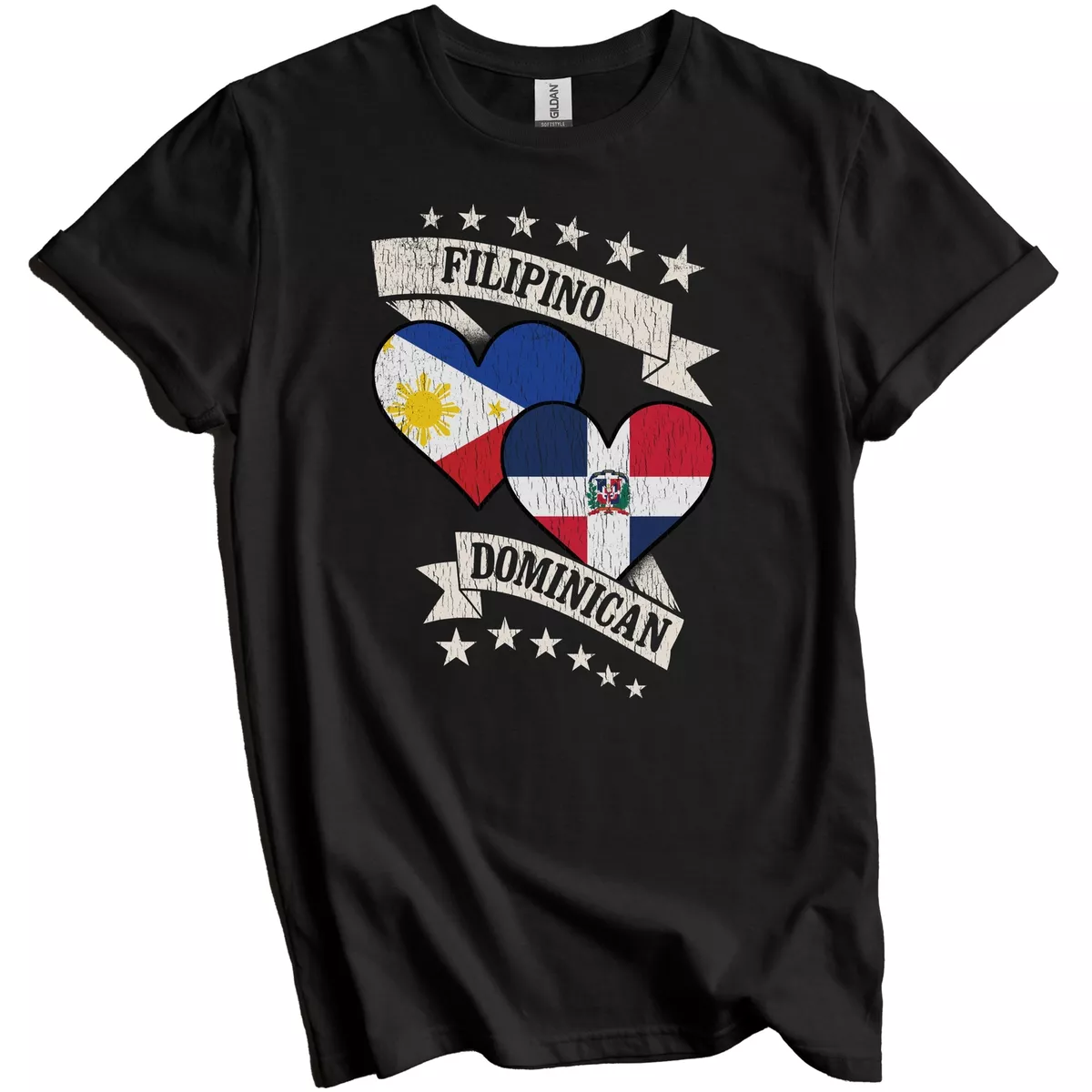 Gildan Filipino Dominican Heart Flags Philippines Dominican Republic T ...
