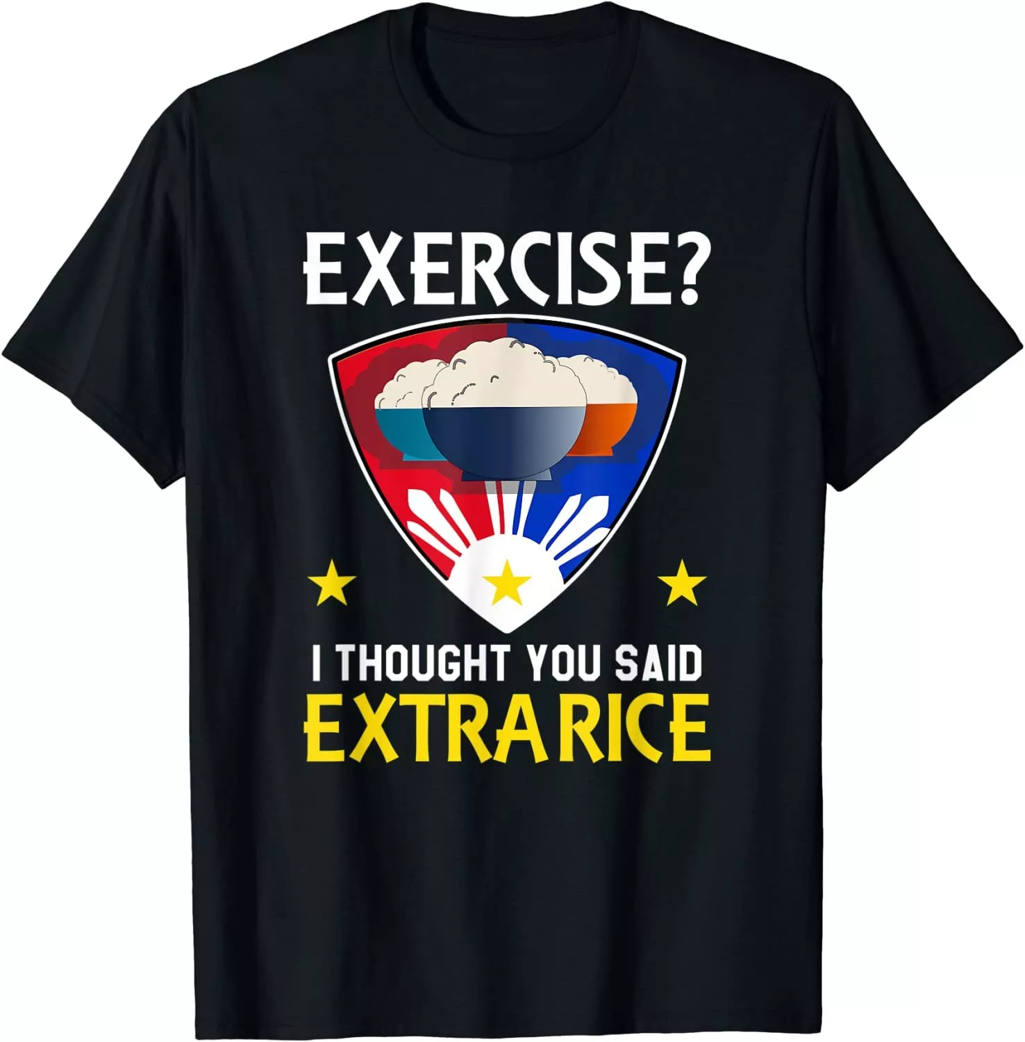 Gildan Filipino Food Extra Rice Exercise Philippine Funny Pinoy T-Shirt ...