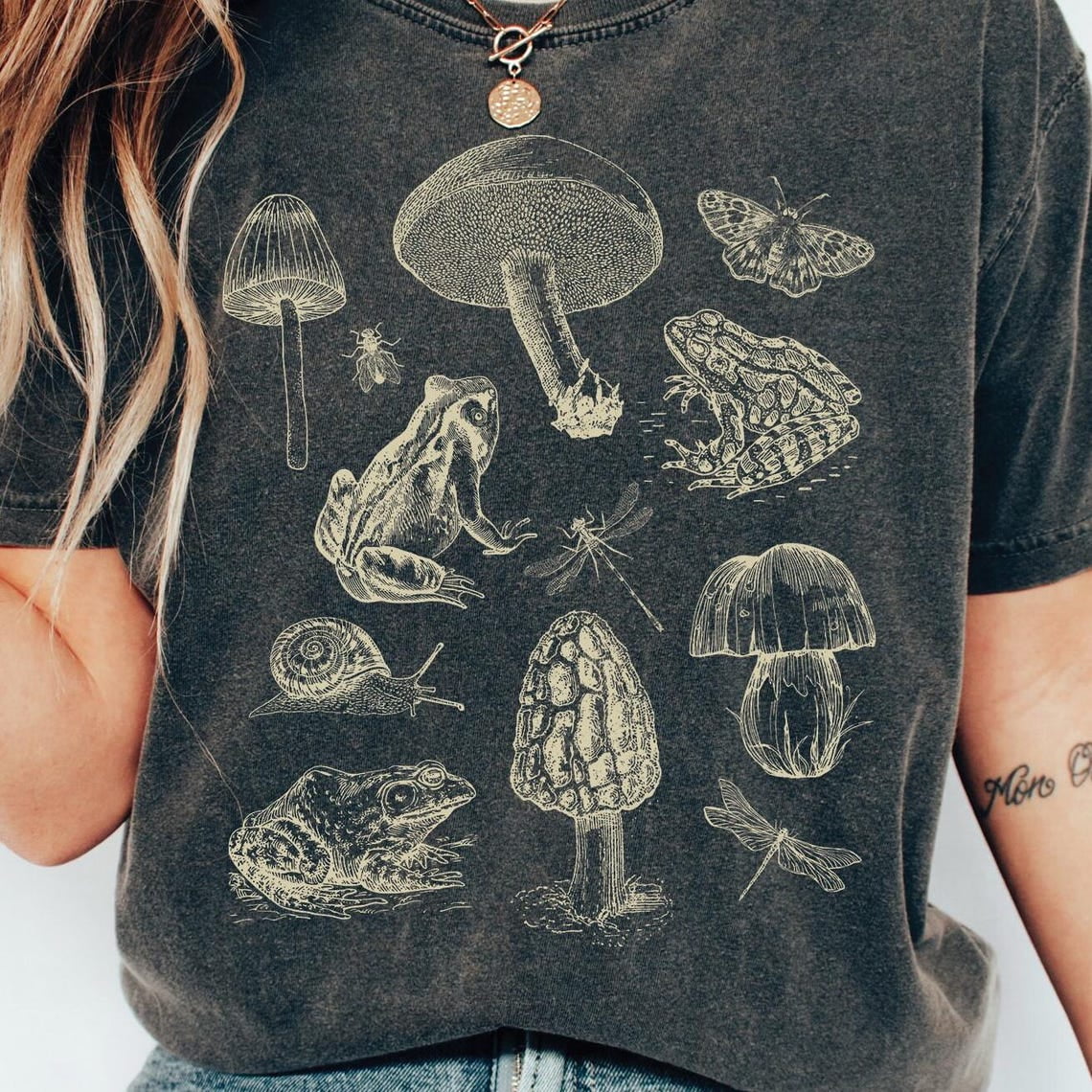 Gildan Forestcore Frog And Mushroom Shirt With Goblincore And Moth ...