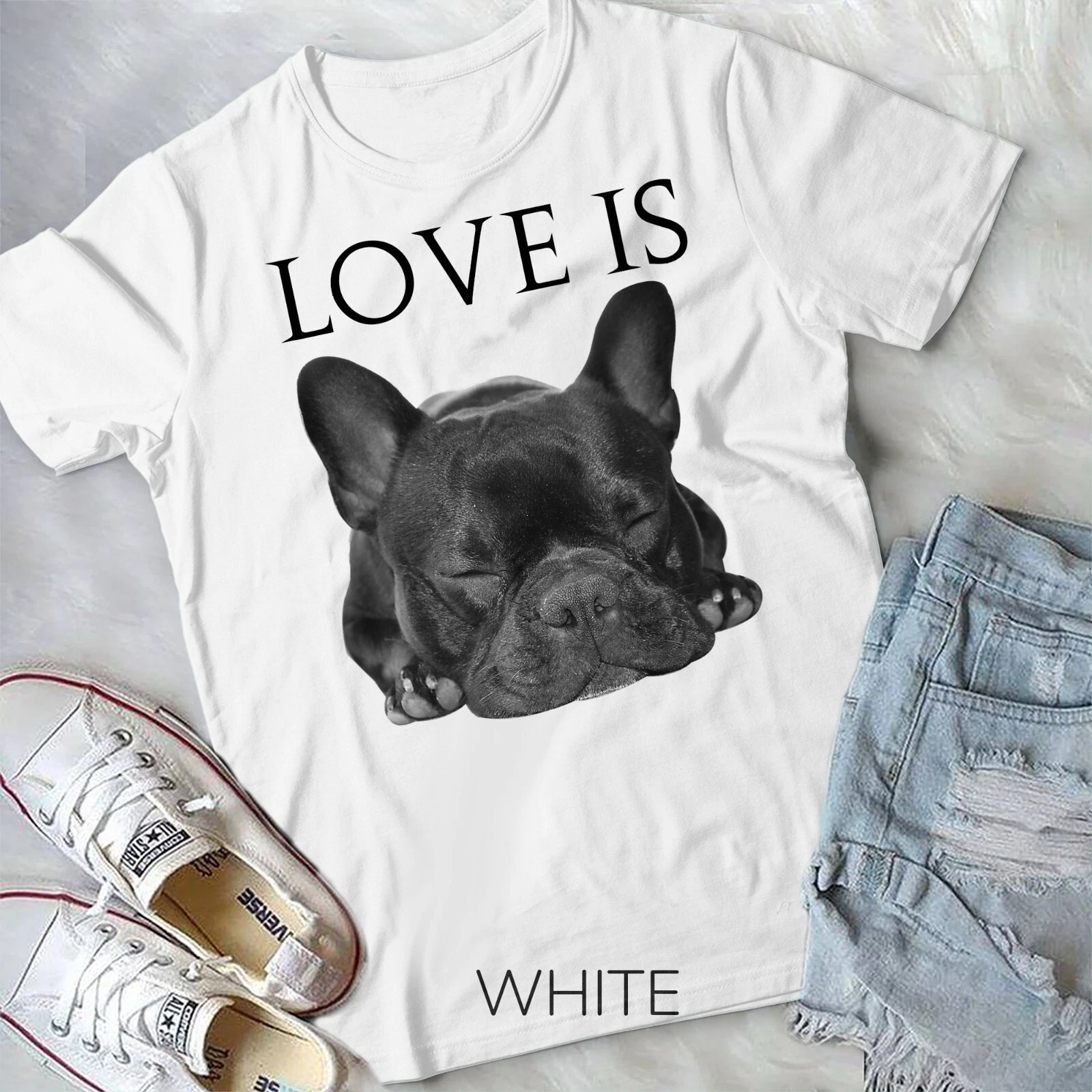 Gildan French Bulldog Shirt Love Is Cute Frenchie Dog Mom Gifts Tee ...
