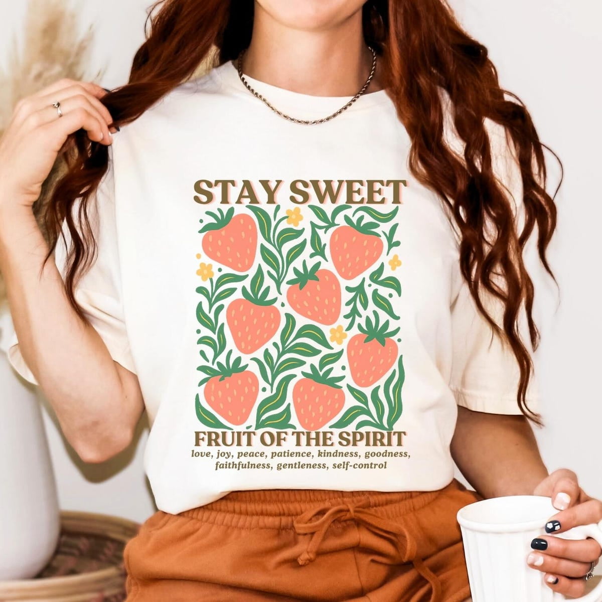Gildan Fruits Of The Spirit Tee, Boho Strawberry Christian Shirt With ...