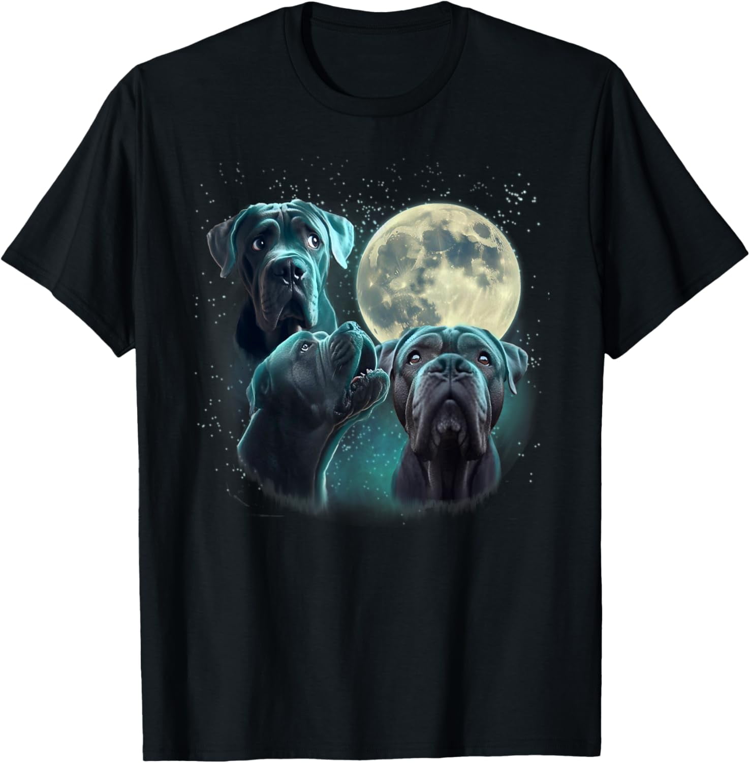 Gildan Funny 3 Dog Moon Blue Cane Corso, Natural Ears, Weird Meme T ...