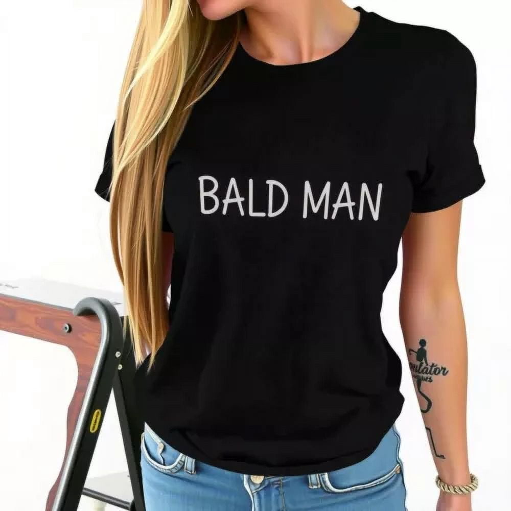 Gildan Funny BALD MAN T-Shirt for Women Stylish Crew Neck Perfect ...
