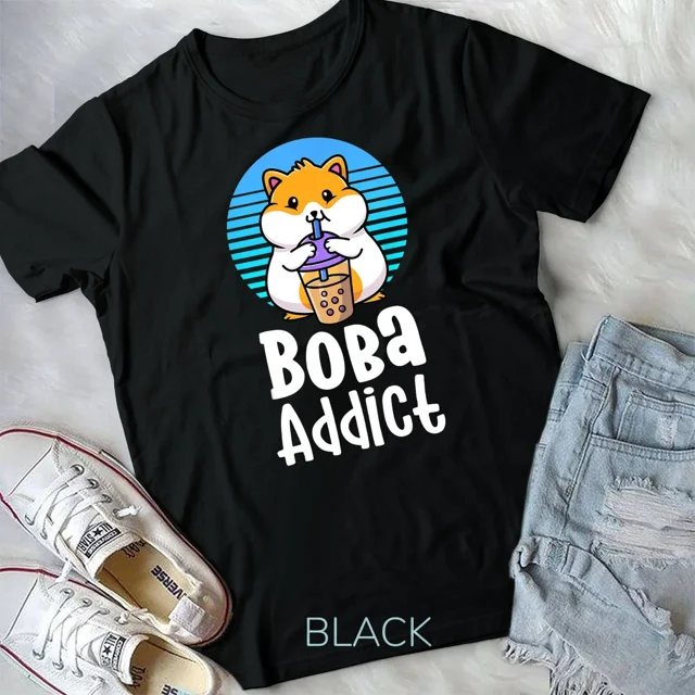 Gildan Funny Boba Addict Retro Bubble Tea Kawaii Hamster Unisex T-shirt ...